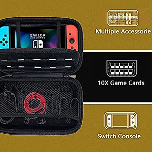 for One Piece Switch Carrying Case Compatible with Switch, with 10 Game Cards Holders Protective Hard Shell Travel Carrying Case Pouch for Switch Console & Accessories