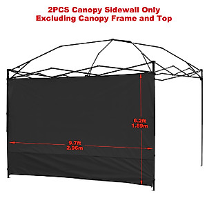 Canopy Sunwall, Instant Tent SideWalls for 10x10 FT Pop Up Canopy, 210D Polyester Waterprooft, 2 Pack Sidewalls Only,Black