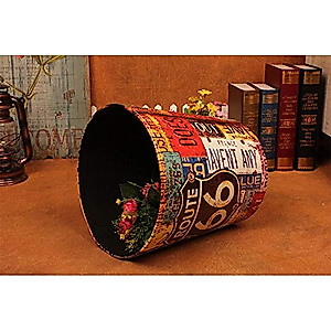 Daliuing Waste Can Creative British Leather Round Trash can for Household use Garbage Waste Basket for Washroom/Bathroom