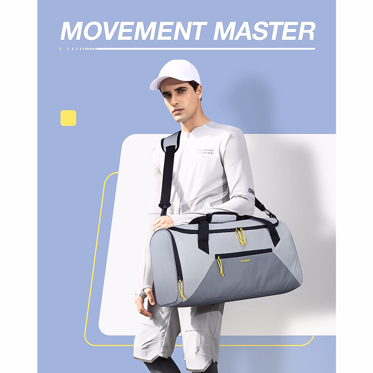 BAGSMART Gym Bag for Women Men, 36L Small Sports Bag With Shoe Bag, Lightweight Weekender Carry On Duffel Bag, Water Resistant Workout Duffel Bags for Traveling - Gray