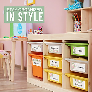 Hadley Designs 56 Floral Self Adhesive Name Tags Sticker for Kids - Name Tag Stickers for Kids Name Labels for School, Nametags Labels for Classroom Labels for Teachers, Sticky Name Tags for Clothes