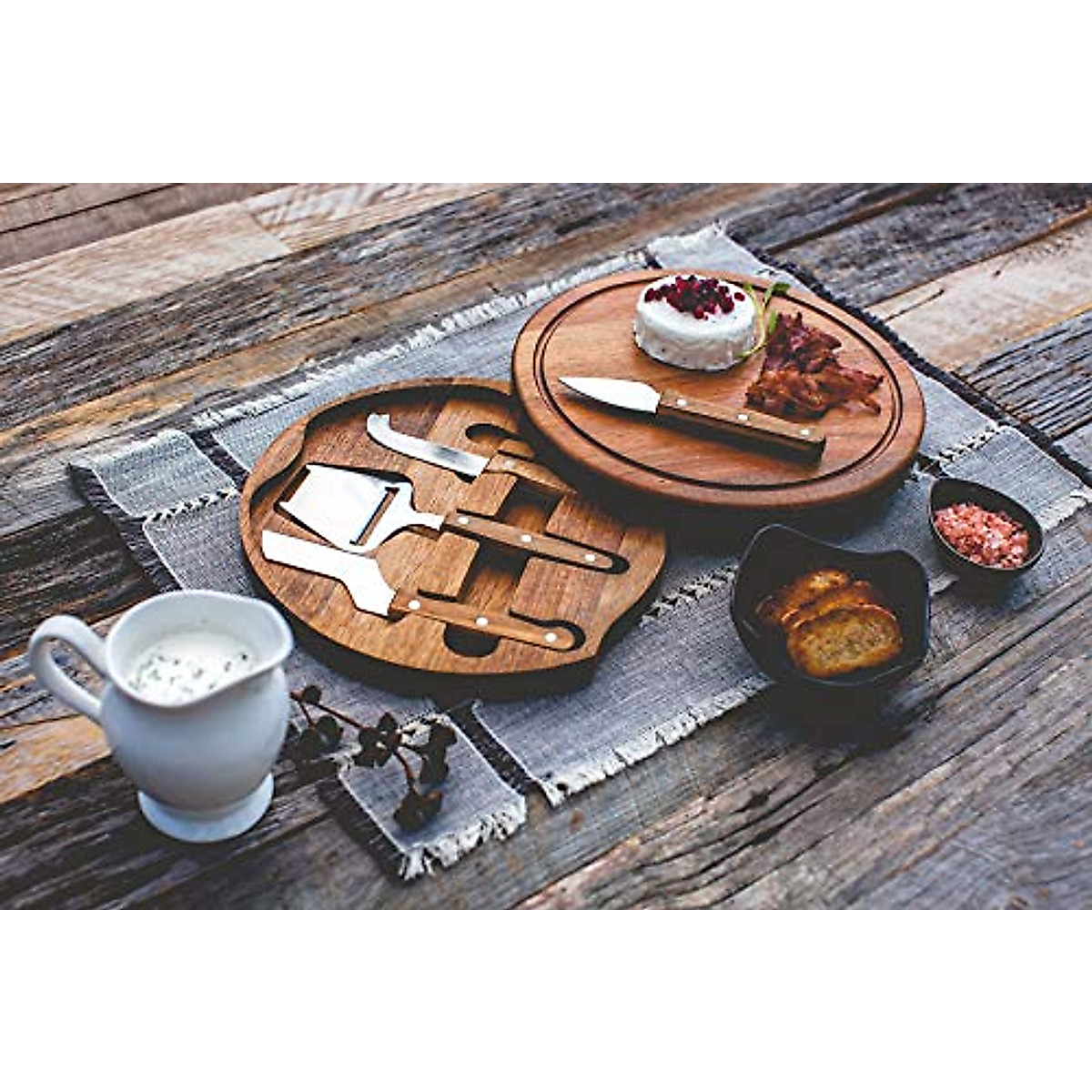 TOSCANA - a Picnic Time brand Circo Cheese Board and Knife Set - Charcuterie Board Set - Wood Cutting Board, (Acacia Wood)