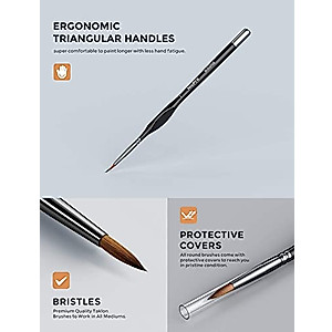 Nicpro 16 PCS Small Detail Paint Brush Set, Professional Miniature Painting Kit Fine Detail Brushes for Watercolor Oil Acrylic, Craft, Models, Rock Painting, Paint by Number- Come with Holder & Bag