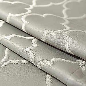 SASTYBALE Jacquard Tablecloth Rectangle Damask Fabric Table Cloth, Water Resistant & Wrinkle Free Polyester Table Cover for Kitchen Dining Tabletop Use (Rectangle/Oblong, 52" x 70" (4-6 Seats), Gray)