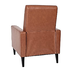 Flash Furniture Erza LeatherSoft Button Tufted Pushback Recliner, Mid-Century Modern Recliner Chair for Residential and Commercial Use, Cognac Brown