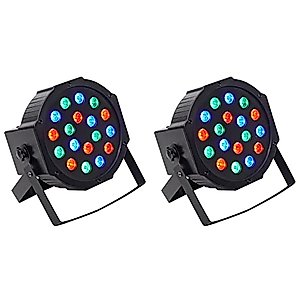 (2) Rockville RockPAR50 LED RGB Compact Par Can DJ/Club DMX Wash Light+Dual Bracket