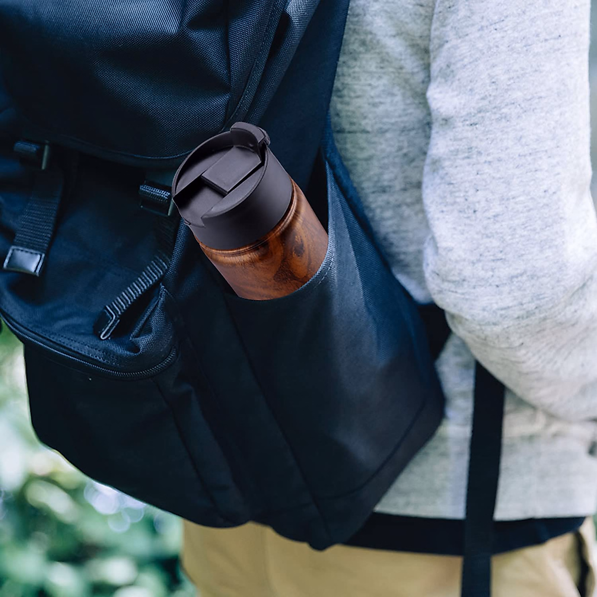 Sivaphe Tea Infuser Bottle With Removable Loose Leaf Tea Strainer, 18/8 Stainless Steel Insulated Travel Tea Tumbler Festival Gift(Wood Grain)