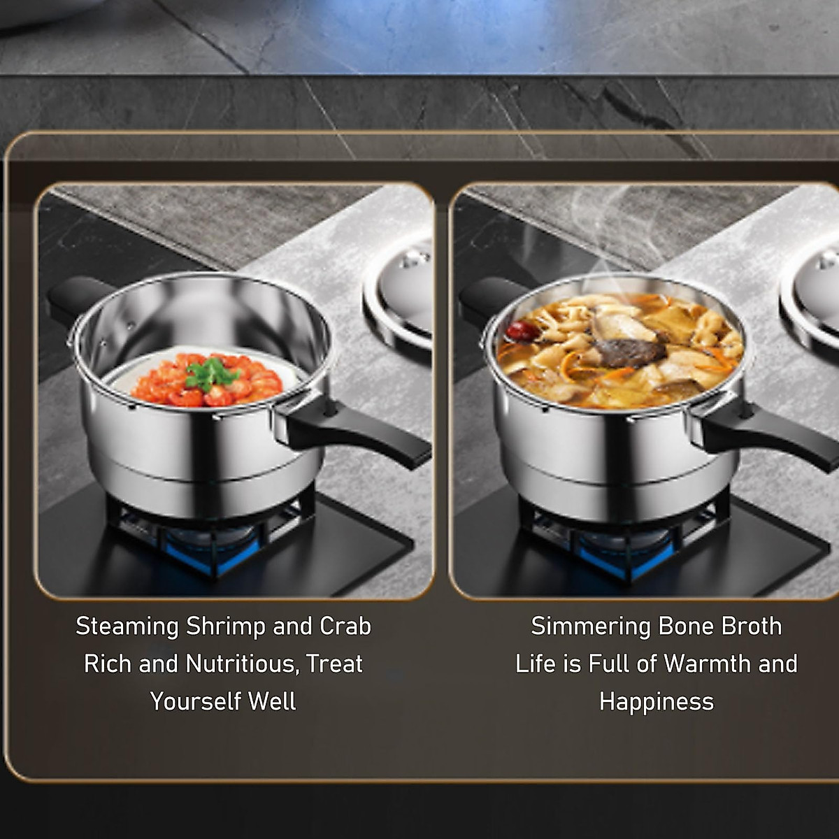 80Kpa Pressure Cooker Stainless Steel 8L Large Capacity, Pressure Canner with Steaming Rack Compatible with Gas & Induction Cooker (6L)