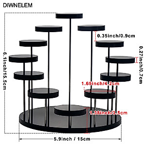 DIWNELEM Round Acrylic Jewelry Stand Acrylic Display Riser Stands Dessert Tower Display Tower for Watch,Jewelry,Rings,Earrings,Mini Figurines (Black,12Tier)