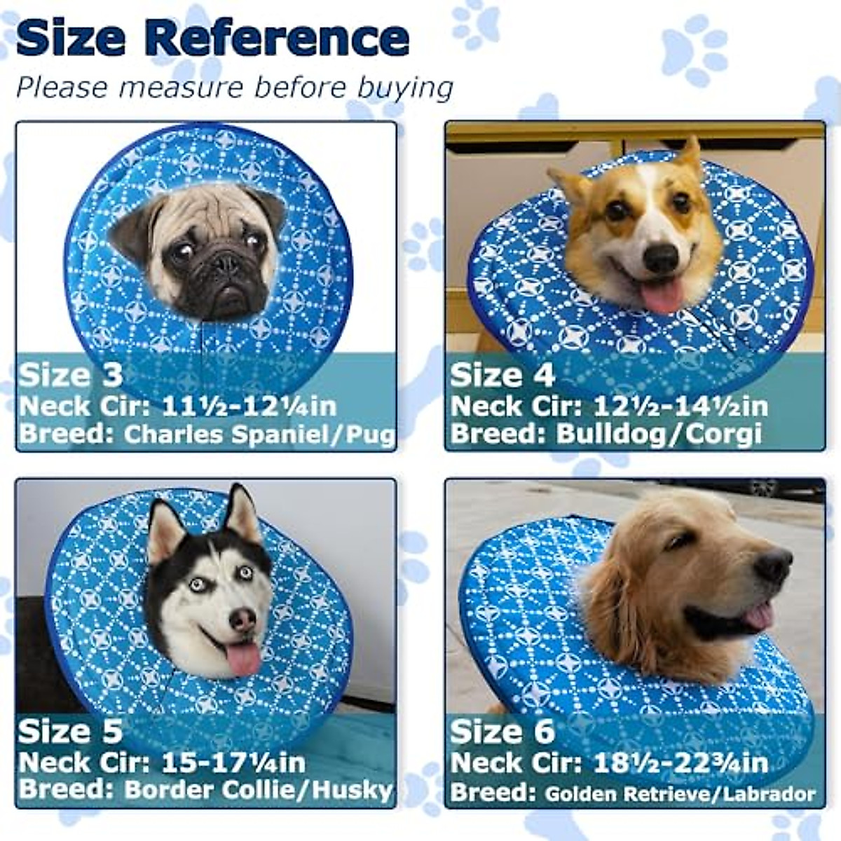 Crazy Felix Soft Dog Cones for Large Medium Small Dogs, Dog Recovery Cone Collar Alternative After Surgery to Stop Licking Scratching, Elizabethan Collar with Hook & Loop Drawstring