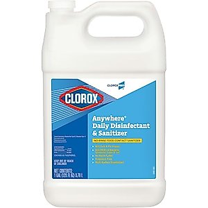 CloroxPro Anywhere Daily Disinfectant and Sanitizer, No-Rinse Food Contact Sanitizer, Refill, 128 Fluid Ounces