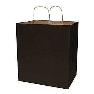 Prime Line Packaging 14x10x16.5 100 Pack Small Shopping Bag, Black Paper Bags with Handles for Small Business, Boutique, Thank You Gift Bags Bulk