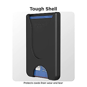 Encased Cell Phone Wallet, 4 Card System (Compatible with Circular Grip) Securely Holds IDs Business and Credit Cards - HardCard Reusable Adhesive Stick On Holder (Matte Black)