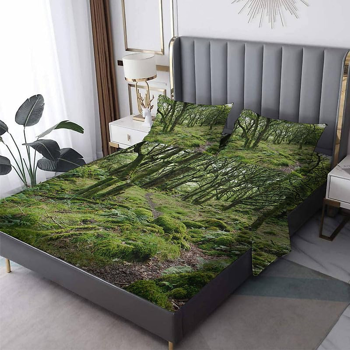 zcsm Landscape Sheets Full Size Sheets - Rainforest Bedding Sheets & Pillowcases - Luxurious 100% Microfiber, High Thread Count Print, Flat Sheet & Deep Pocket Fitted Sheet & 2 Pillowcases