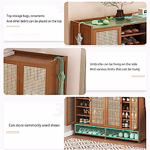 8-Tier Bamboo Shoe Cabinet with Doors, 36-40 Pairs Freestanding Shoe Rack for Closet, Shoe Storage Cabinet for Entryway, Shoes Rack Organizer for Hallway, Bedroom, Living Room