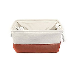 uxcell Collapsible Fabric Storage Basket Bins with Dual Handles, Foldable Toy Bins for Laundry Clothes Storage, Home Organizer for Bedroom Office Closet Shelves Orange+White Medium