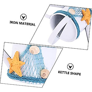 Yardenfun 1pc Silk Floral Arrangements Silk Flower Arrangements Iron Flower Bucket Watering Pot Shaped Flowerpot Metal Outdoor Decor Dinner Table Decor Garden Watering Can French Flower Vase