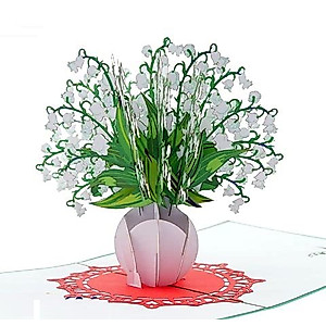 ETA Lily of the Valley Pop Up Card - 3D Happy Birthday with Flowers Design, Flower Card, for Mother’s Day, Get Well Best Wishes Mom, Women and Friends, F16