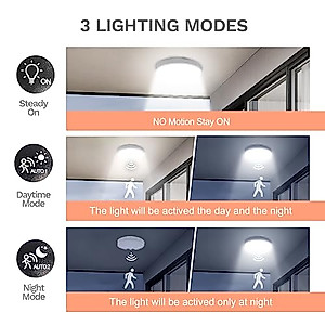 CLAKAP Motion Sensor Ceiling Light, Rechargeable Motion Senor Light with 10 Adjustable Brightness and 3 Color Temperatures, Battery Operated LED Ceiling Light Ideal for Hallway, Porch and Stair