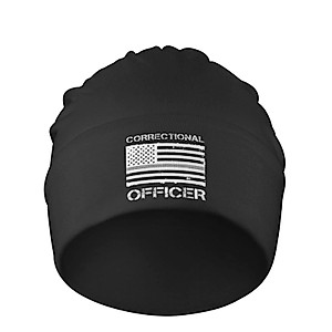 Thin Silver Line Correctional Officer Winter Warm Beanie Hats for Mans Womens Baggy Skull Caps Classic Knit Hat