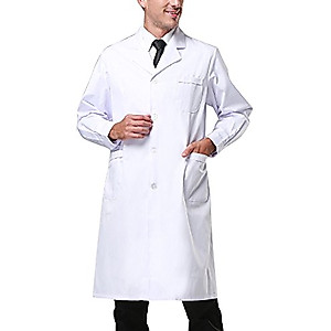 Nachvorn Professional White Long Sleeve Lab Coat Workwear Uniform for Women and Men M
