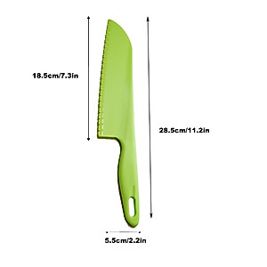 jawbush Professional Lettuce Knife to Prevent Browning, 11" Plastic Serrated Kitchen Knife for Veggies, Salad, Fruit, Bread or Cake, Nylon Knife for Nonstick Pans, Green, 2 Pack