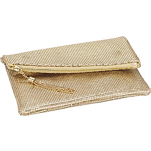 Venoline Large Metal Mesh Evening Clutch Bag Convertible Handbag Tassel Purse Gold