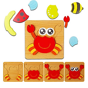 KERARME Toddler Puzzles Wooden Toys Montessori 6 Pack Animal Toddler Puzzle Toddlers Activities Preschool Learning Early Educational Sensory Toys Travel Montessori Toys 1 2 3 Year Old Toys Gifts