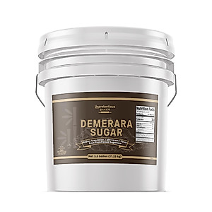 Demerara Sugar By Unpretentious Baker, 3.5 Gallon Bucket, Food Storage, Raw First-Pressed Sugarcane Crystals For Drinks & Baking (25 Pounds)