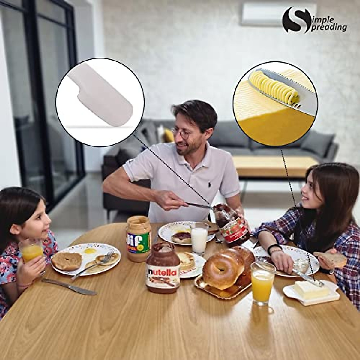 Stainless Steel Spatula Spreader Knife, Peanut Butter and Jelly, Chocolate or Strawberry Jam Stirrer & Jar Scraper Multifunction Stir & Scrape BIG Jars - Spread with Clean Hands By Simple preading