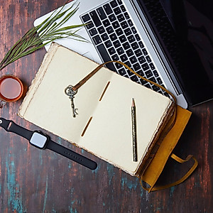 Leather Village Vintage Leather Journal - Vintage Leather bound Journal For Women Men – Handmade Vintage Deckle Edge Paper – Vintage Key Closure - Book of Shadows -Leather Sketchbook - 6 inches X 4 inches