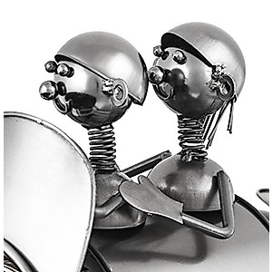 BRUBAKER Wine Bottle Holder Couple on an Airplane - Metal Sculpture - Wine Rack Decor - Tabletop - with Greeting Card