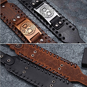 TURTLEDOVE Viking Bracelet Tree of Life - Nordic Bracelet with Yggdrasil Amulet - Pagan Jewelry of Dara Celtic Knot