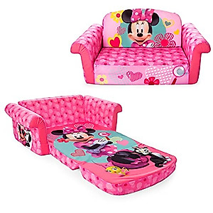 Marshmallow Furniture, Children's 2-in-1 Flip Open Foam Compressed Sofa, Disney's Minnie Mouse