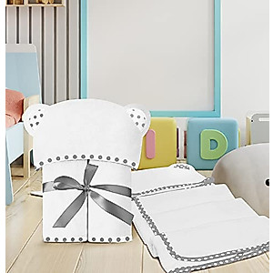 Set of 2 Bamboo Hooded Baby Towels – Luxurious, Large and Super Absorbent – 30 x 30 Inch – Soft and Suitable for Infants, Toddlers and Kids – 400 GSM White