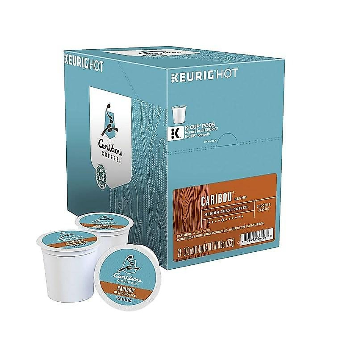 Caribou Coffee Keurig Single-Serve K-Cup Pods, Caribou Blend Medium Roast Coffee, 24 Count