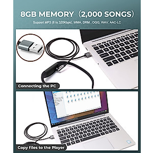 Tayogo Waterproof Mp3 Player for Swimming, IPX8 8GB Swimming Headset, Silicone Coated Waterproof Music Player, 20H Playing time, Underwater Mp3 Player Perfect for Swimming (Black（2nd Generation）)