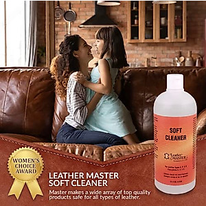 Leather Master Soft Leather Cleaner 33.8 oz/Liter - Soft Leather Cleaner for use of Leather Furniture, Car Interior, Apparel, Boots, Shoes, and Bags.