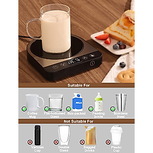 Rigstne Coffee Mug Warmer - 50W Mug Warmer for Desk, Coffee Cup Warmer Fast Heating, Candle Warmer Plate for Travel, Office and Home, 15 Temp Settings, Black