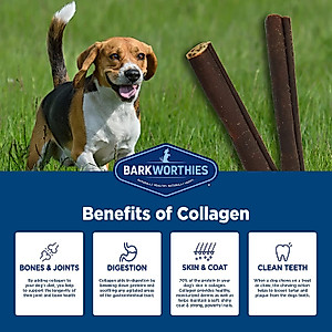 Barkworthies 95% Collagen Beef Sticks for Dogs - 2 Pack Odor Free Bully Sticks 6 inch - Grain Free, Rawhide Free, Natural Dog Chews for Puppy Teething, Dog Training, and Aggressive Chewer & E-Book