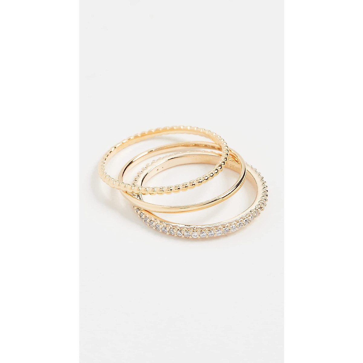 SHASHI Women's Aura Ring Set, Gold/Clear, 5