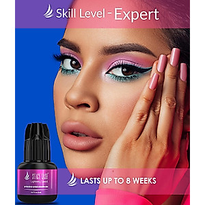 Lightning Speed Eyelash Extensions Glue – Stacy Lash 5ml /0.17 fl.oz / 0.3 Sec Dry/Retention – 6-8 Weeks/Black Adhesive/Professional Supplies