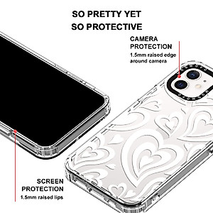 MOSNOVO Case for iPhone 12 Mini, [Buffertech 6.6ft Military-Grade Drop Protection] [Anti Peel Off Tech] Clear TPU Bumper Phone Case Cover Design - Twist Heart