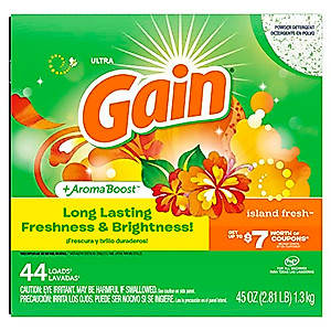 Gain Powder Laundry Detergent for Regular and HE Washers, Island Fresh Scent, 44 Loads, 45oz (Pack of 1)