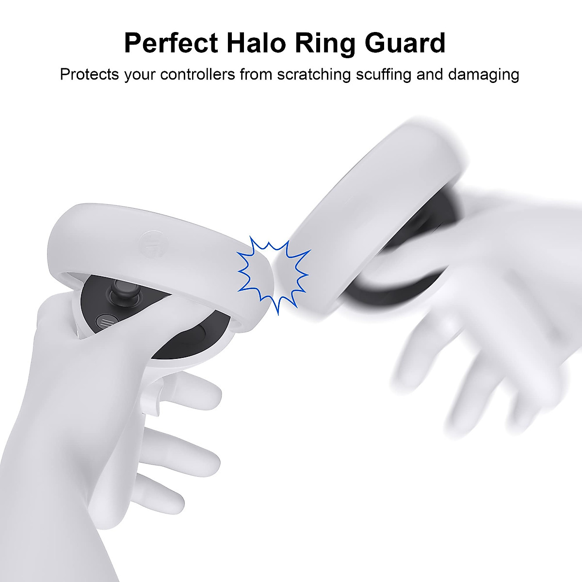 Hzlucki Halo Silicone Controller Cover Compatible with Oculus Meta Quest 2 Controller, Soft Silicone Grips Cover, 1Pair / White