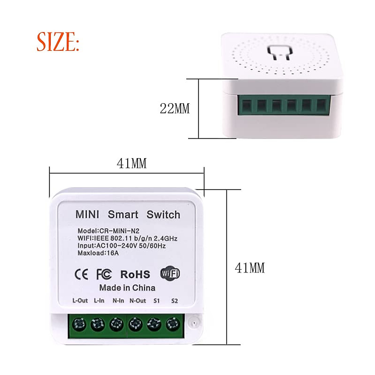COLOROCK Mini Smart Relay WiFi Switch, DIY Smart Light Switch Module Smart Life/Tuya App, Compatible with Alexa and Google Home Smart Speakers,with Appointment Timing Function. 16A (2Pack)