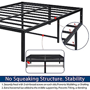 LUSIMO California King Bed Frame 18 Inch Tall Cal King Bed Frame with Storage Heavy Duty Steel Slats Metal Platform Bed Frames No Box Spring Needed Anti Slip Easy Assembly Black