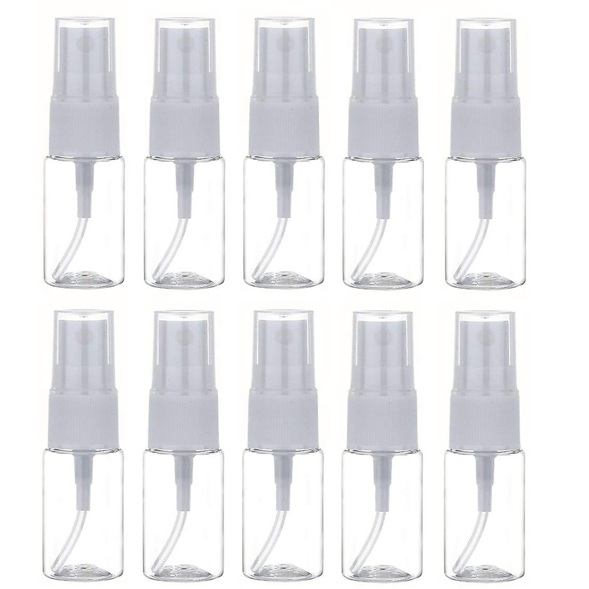 LASSUM 10 Pack 10ml/0.35oz Fine Mist Spray Bottle Clear Plastic Mini Spray Bottle for Essential Oils Makeup and Perfume