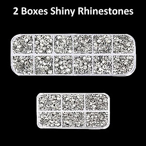 Glue With 2500Pcs Clear Silver Rhinestones Diamonds for Crafts Clothes Clothing Fabric Shoes, FlatBack Rhinestone Kit Silver Gems for Crafts Jewels Flat Back Rinestones for Tumbler, Badazzle kit
