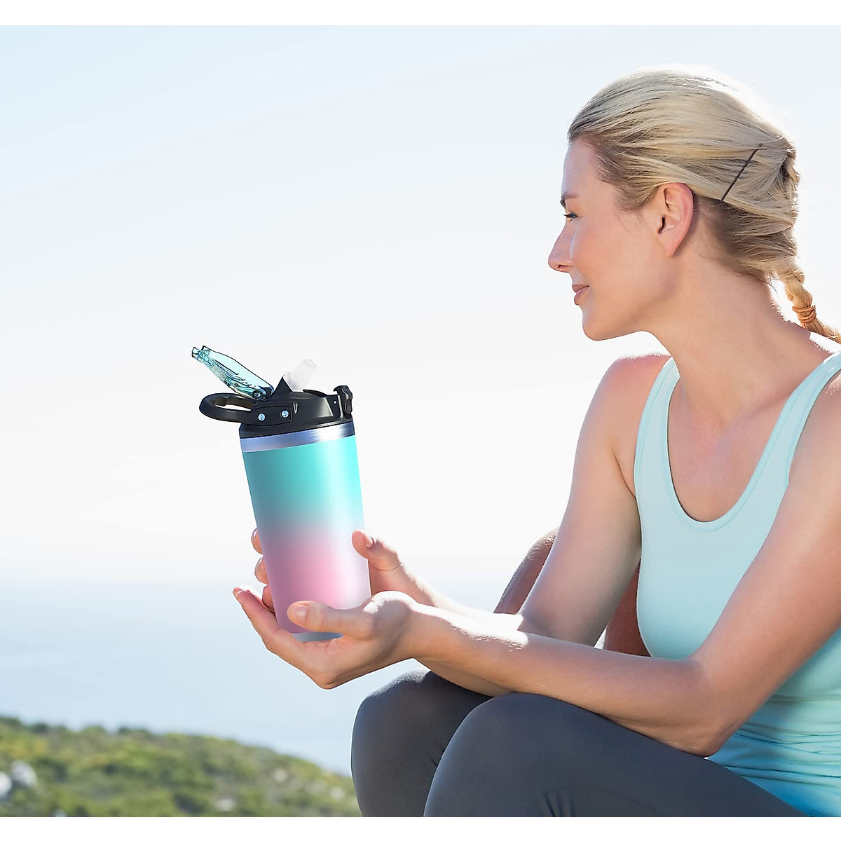 physiuo Stainless Steel Tumbler with Lid and Straw 20oz, Vacuum Insulated Coffee Tumbler Cup, Travel Coffee Mug, Double Wall Travel Mug with Splash Proof Lid, BPA Free, Keep Coffee Tea Hot Cold